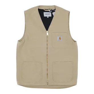 Carhartt Work in Progress Homme, Vestes, Beige, Taille: M Gilet en Toile avec Style Bourbon Aged