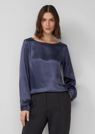 s.Oliver Langarmbluse T-Shirt Blusenshirt mit U-Boot-Ausschnitt aus reiner Viskose