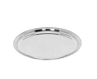 Edzard Serviertablett Pipe, rund, edel versilbert, Durchmesser 22 cm