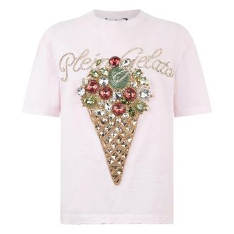 Philipp Plein Washed Fit T-Shirt Gelato - - Tops - Damen - Rosa - M