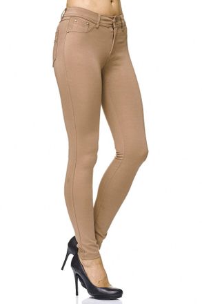 Elara Damen Stretch Hose Skinny Fit Jegging Chunkyrayan H10 Taupe 46 (3XL)