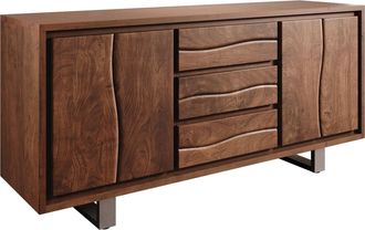 DELIFE Kommode Live-Edge Akazie Braun 172 cm 4 T&uuml;ren 3 Sch&uuml;be Baumkante Sideboard