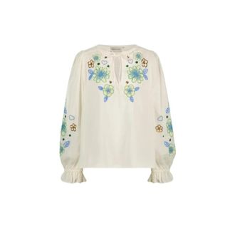 Fab By Fabienne Chapot Blumenperlenbluse Boho-Stil - - Blouses & Shirts - Damen - Wei&szlig; - M