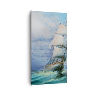 Arttor Wandbilder Dekoration Wohnzimmer Meer Segelschiff Bilder auf Leinwand 65x120cm Leinwandbild mit Rahmen Schlafzimmer Küche Deko Wand Kunstdruck Art Wan
