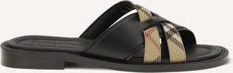 Burberry Drift leather and Check Sandals Male 40