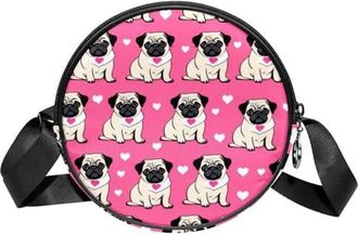 Generic Petit sac &agrave; bandouli&egrave;re circulaire pour femme, petit sac &agrave; bandouli&egrave;re avec fermeture &eacute;clair, bretelles r&eacute;glables, sac &agrave; main rond d&eacute;contract&eacute; pour fe