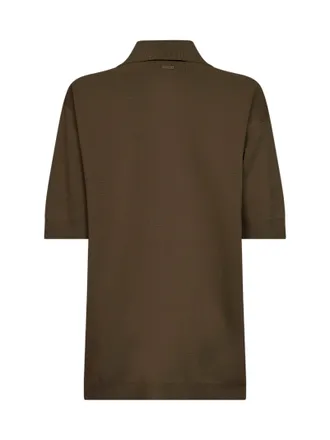 Max Mara Womens Polo Shirt Mxmalpino Khaki Green Viscose Knitwear Sweater