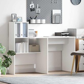 vidaXL Vidaxl - Bureau enfant blanc 131,5 x 50 x 106,5 cm - Bois ding&eacute;nierie - 3 &eacute;tag&egrave;res - Syst&egrave;me de gestion des c&acirc;bles pour ordinateurs