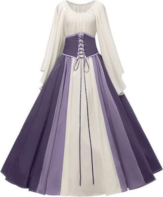 Onsoyours Robe Medievale Femme Renaissance Costume Robes Victorienne Reine Costume Manches Flares Robe Vintage Deguisement pour Carnaval Halloween Gothique F&ecirc;Te