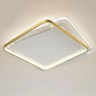 Trade Shop Plafoniera Led 35w Quadrata Oro Lampadario Da Soffitto Moderno Luce Naturale 70739