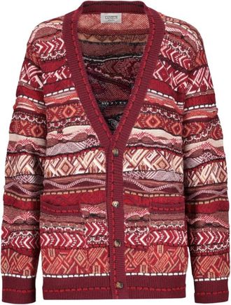 Laneus Homme, Pulls, Rouge, Taille: L Cardigan 100% Lana Vergine
