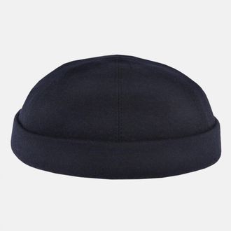 Hanseheld Docker Cap Blau Wolle Kurz Flach Docker-M&uuml;tze