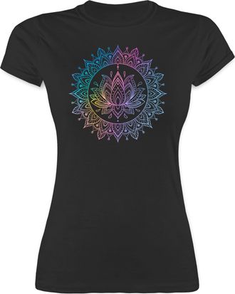 Shirtracer Shirt Damen - Yoga - Mandala Lotusblume I Spirituelle Meditation I Pilates Lotus Entspannung - XXL - Schwarz - t-Shirt Yoga-Shirts Joga Wellness Tshir