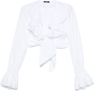 Balmain Gerüschte Bluse im Mustermix - Weiß