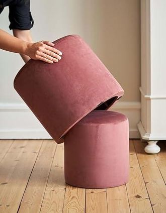 Atelier Del Sofa Stylish Pink Pouffe, 50 x 50 cm | 100% MDF Frame, Soft Babyface Fabric | Perfect for Modern Living Rooms, Bedrooms & Cozy Spaces