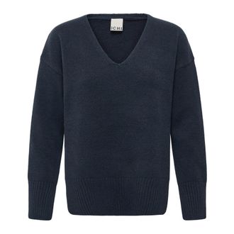 Ichi V-Ausschnitt Strickware - - Knitwear - Damen - Blau - S