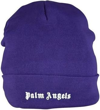 Palm Angels Caps & M&uuml;tzen - Mesh Design Knit Beanie With Logo Detail - Gr. ONE SIZE - in Lila - f&uuml;r Damen