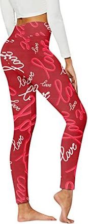 Generic Legging de sport d&eacute;contract&eacute; pour femme avec imprim&eacute; coeur pour la Saint-Valentin 2026, F, XXL