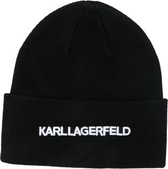 Karl Lagerfeld bonnet à logo brodé - Noir