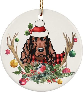 Generic Weihnachtsbaum Ornamente S&uuml;&szlig;er Irish Setter Hund Keramik Weihnachts Ornamente Weihnachts Anh&auml;nger Mit Seil