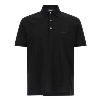 Ermenegildo Zegna Homme, Tops, Noir, Taille: L Polo en Piqu&eacute; de Coton L&eacute;ger