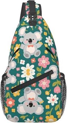 Generic Multifonction Sacoche Homme Bandouliere Koala mignon et fleurs Art Sacs &agrave; Bandouli&egrave;re Antivol Sling Sac &agrave; Dos pour Cyclisme Randonn&eacute;e Voyage