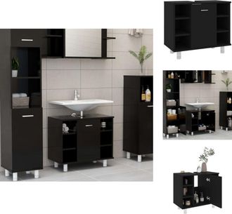 vidaXL Badezimmerschrank Schwarz 60x32x53,5 cm Holzwerkstoff - Badezimmermöbel - Schrank - Holzschrank - Aufbewahrungsraum - Badezimmerorganisation