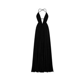 Roberto Cavalli Seidenkleid mit Drapierung und V-Ausschnitt - - Dresses - Damen - Schwarzk - L