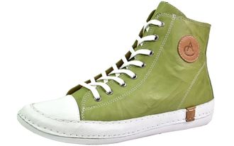 Andrea Conti Damen Stiefelette High Top Sneaker Boot Coole Applikationen 0025902, Gr&ouml;&szlig;e:39 EU, Farbe:Gr&uuml;n