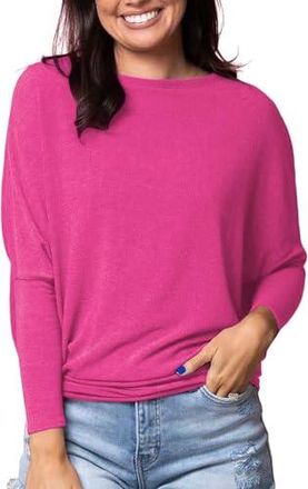 Generic Haut &agrave; manches longues pour femme - Couleur pure - Col en V - Style d&eacute;contract&eacute; et polyvalent - Coupe ample - Confortable - Doux - L&eacute;ger - Coupe r&eacute;gul