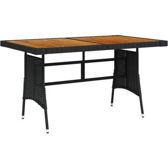 vidaXL Vidaxl - Table de jardin Noir 130x70x72 cm R&eacute;sine tress&eacute;e et acacia