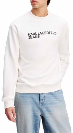 Karl Lagerfeld Karl Lagerfeld Jeans, Homme, Sweat &Agrave; Logo Essential, Coupe R&eacute;guli&egrave;re, Blanc, L