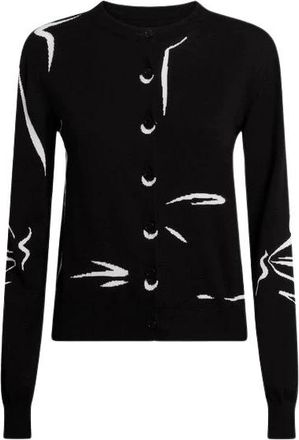 Moschino Femme, Pulls, Noir, Taille: 42 FR Pure Cotton Intarsia Cardigan