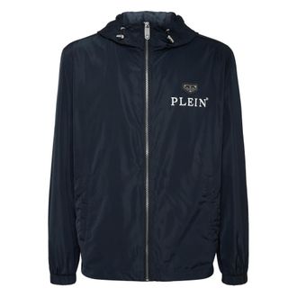 Philipp Plein Homme, Vestes, Bleu, Taille: 3XL Nylon Windbreaker