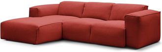 Studio Copenhagen home24 Ecksofa 3-Sitzer mit Longchair Rot/Karminrot Webstoff Saia 251cm Longchair davorstehend links Modern
