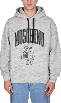 Moschino Homme, Sweatshirts et sweats &agrave; capuche, Gris, Taille: S Logo Bandit Sweat &agrave; capuche