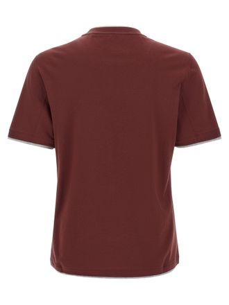 Brunello Cucinelli Faux-Layering Cotton T-shirt - Burgundy