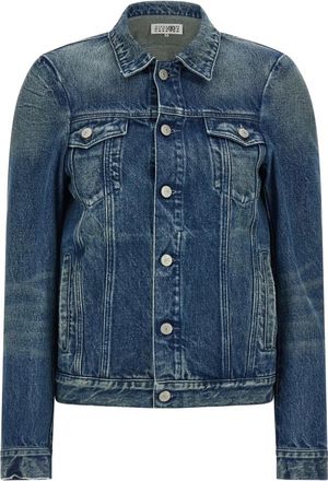 Maison Margiela Femme, Vestes, Bleu, Taille: 36 FR Veste en jean d&eacute;lav&eacute;e