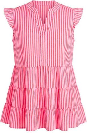 Angel Of Style Longbluse Musselinbluse A-Linie Streifen &Auml;rmelr&uuml;sche Volants