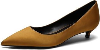 Generic Qynthra Escarpins De Mariée Femme Petit Talon Bout Pointu Satin pour Mariée Et Cérémonie Détail Noeud Classique Semelle Confortable,Jaune,37 EU