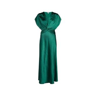 Object Robe longue en satin nou&eacute;e &agrave; la taille