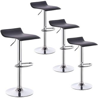 Woltu Woltu - Lot de 4 Tabourets de bar en similicuir Tabourets de bar pivotant, hauteur r&eacute;glable, Noir