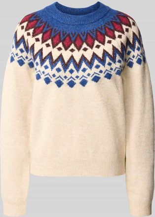 Jake*s Casual Pullover mit kontrastreichem Rundhals-Strickmuster