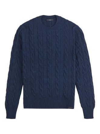 Fay Geflochtener Pullover mit rundem Ausschnitt - Blau