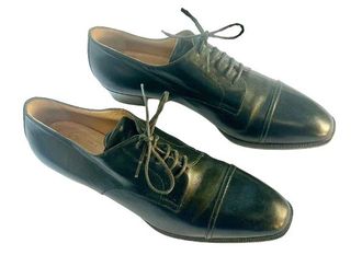 Herm&egrave;s Vintage Black Leather Ladies Brogues Size 37.5