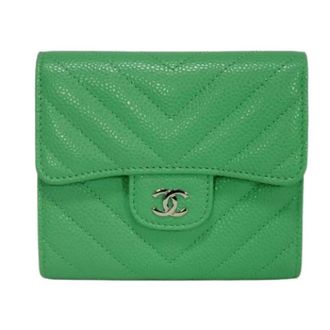 Chanel Pre-owned Leder Portemonnaies - - Pre-owned - Damen - Gr&uuml;n - ONE SIZE