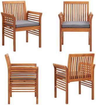vidaXL Chaise &agrave; d&icirc;ner de jardin avec coussin Bois dacacia massif - Chaise de salle &agrave; manger - Chaise en bois dacacia