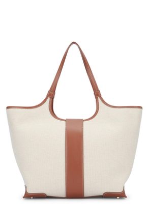 Roger Vivier Canvas and Leather Shoulder Bag - Beige