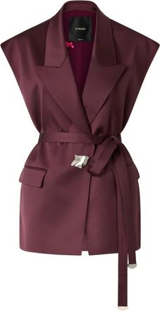 Pinko Pinko, Femme, Vestes, Rouge, Taille: 36 FR Melanzana Sleeveless Blazer with Belt