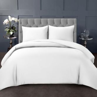 Pizuna Bettbezug 155x220 cm Baumwolle Wei&szlig;, 1000 Fadenzahl aus 100% langstapeliger Baumwolle in Satinbindung Dickes Bettbezug Set mit verdecktem Knopfverschl